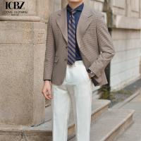 China Custom Houndstooth Blazer Jacket for Men Polyester Cotton Sizes XL to 8XL for sale