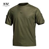 China Woodland Camouflage Men's Training T-Shirt Quick Dry Polyester Cotton S-3XL Custom Logo for sale