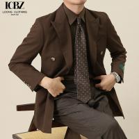 China Custom Retro Brown Slim Lapel Suit Jacket Men Formal Wear Polyester Cotton Sizes S-10XL for sale