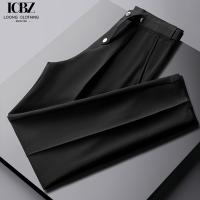 China Custom Business Casual Suit Pants for Men Woven Gray Drape Cropped Wool Blend Fabric Sizes S to 3XL for sale