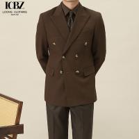 China Custom Retro Brown Slim Lapel Suit Jacket Men Formal Wear Polyester Cotton Sizes S-10XL for sale