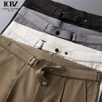 China Custom Business Casual Suit Pants for Men Woven Gray Drape Cropped Wool Blend Fabric Sizes S to 3XL for sale