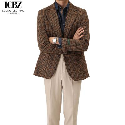 China Custom Tweed Plaid Men's Blazer Jacket Polyester Cotton Sizes S to 10XL for sale