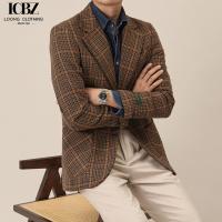 China Custom Tweed Plaid Men's Blazer Jacket Polyester Cotton Sizes S to 10XL for sale