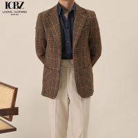 China Custom Tweed Plaid Men's Blazer Jacket Polyester Cotton Sizes S to 10XL for sale