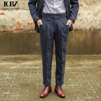 China Customizable Wool Blend Men's Suit Trousers Straight Hem Sizes S to 3XL for sale