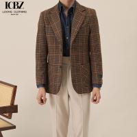 China Custom Tweed Plaid Men's Blazer Jacket Polyester Cotton Sizes S to 10XL for sale