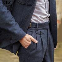 China Customizable Wool Blend Men's Suit Trousers Straight Hem Sizes S to 3XL for sale
