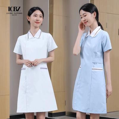 China Nursing Medical Scrub Jogger Suit Set Ciel Blue Floral Hospital Uniform Sizes S to XXL for sale