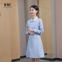 China Nursing Medical Scrub Jogger Suit Set Ciel Blue Floral Hospital Uniform Sizes S to XXL for sale