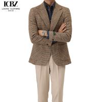China Men's Plaid Woolen Suit Jacket Vintage Italian Winter Clothing Size S-10XL for sale