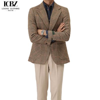China Men's Plaid Woolen Suit Jacket Vintage Italian Winter Clothing Size S-10XL for sale