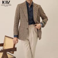 China Men's Plaid Woolen Suit Jacket Vintage Italian Winter Clothing Size S-10XL for sale