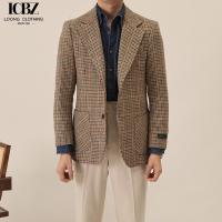 China Men's Plaid Woolen Suit Jacket Vintage Italian Winter Clothing Size S-10XL for sale