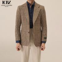 China Men's Plaid Woolen Suit Jacket Vintage Italian Winter Clothing Size S-10XL for sale