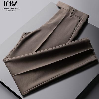 China Custom Wool Silk Blend Men's Suit Trousers for Business Casual Autumn Sizes S to 3XL for sale