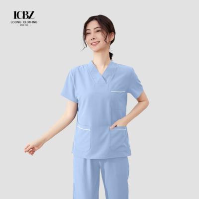 China Custom Logo Woven Fabric Doctor Uniforms for Hospital Staff Sizes S-XXL for sale