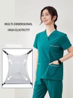 China Custom Logo Woven Fabric Doctor Uniforms for Hospital Staff Sizes S-XXL for sale