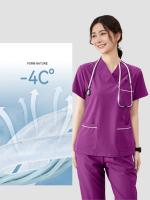 China Custom Logo Woven Fabric Doctor Uniforms for Hospital Staff Sizes S-XXL for sale