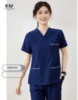 China Custom Logo Woven Fabric Doctor Uniforms for Hospital Staff Sizes S-XXL for sale