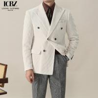 China Men's Slim Fit Double Breasted Suit Polyester Cotton Blend S-10XL Custom for sale