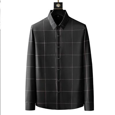 China Men's Cotton Polyester Plaid Shirt Autumn Casual Long Sleeve Large Size 5XL for sale