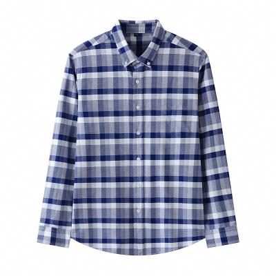 China Men's Cotton Slim Fit Plaid Shirt Black XXL to 10XL for Office Wear Custom Logo for sale