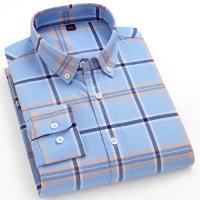 China Men's Cotton Slim Fit Plaid Shirt Black XXL to 10XL for Office Wear Custom Logo for sale