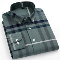China Men's Cotton Slim Fit Plaid Shirt Black XXL to 10XL for Office Wear Custom Logo for sale