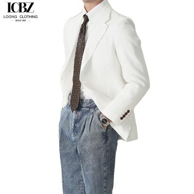 China Polyester Rayon Men Casual Suit Jacket Spring Autumn British Gentleman Style 2 Button for sale