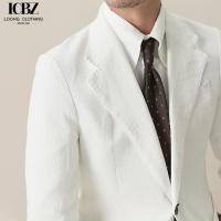 China Polyester Rayon Men Casual Suit Jacket Spring Autumn British Gentleman Style 2 Button for sale