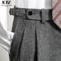 China Customizable Men's Herringbone Wool Trousers Business Casual Sizes S-3XL for sale