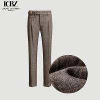 China Customizable Men's Herringbone Wool Trousers Business Casual Sizes S-3XL for sale