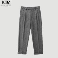 China Customizable Men's Herringbone Wool Trousers Business Casual Sizes S-3XL for sale