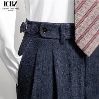 China Customizable Men's Herringbone Wool Trousers Business Casual Sizes S-3XL for sale