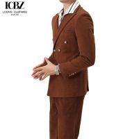 China Men's Winter Corduroy Suit with Italian Peaked Lapel Woven Fabric Sizes S to 10XL for sale