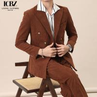 China Men's Winter Corduroy Suit with Italian Peaked Lapel Woven Fabric Sizes S to 10XL for sale