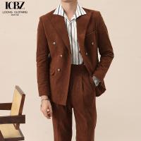 China Men's Winter Corduroy Suit with Italian Peaked Lapel Woven Fabric Sizes S to 10XL for sale