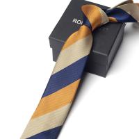 China Custom Striped Woven Polyester Men's Tie 7cm Width Classic Business Necktie for sale