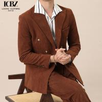 China Men's Winter Corduroy Suit with Italian Peaked Lapel Woven Fabric Sizes S to 10XL for sale