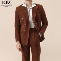 China Men's Winter Corduroy Suit with Italian Peaked Lapel Woven Fabric Sizes S to 10XL for sale