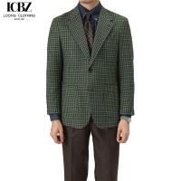 China Polyester/Rayon Fabric Men's Suit Retro Single Breasted No Ironing Needed Green Plaid for sale