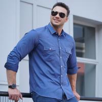 China Men's Denim Shirt 100% Cotton Casual Formal Wear S-4XL Custom Logo Custom Size for sale