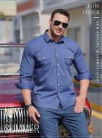 China Men's Denim Shirt 100% Cotton Casual Formal Wear S-4XL Custom Logo Custom Size for sale