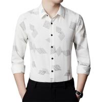 China 2022 100% cotton summer long sleeve shirt fashion solid design for men Pattern Type Solid for sale
