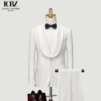 China Custom Men's Wedding Suit Groom Tuxedo with Logo Printing in Wool Blend Fabric Sizes S-3XL for sale