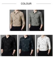 China 2022 100% cotton summer long sleeve shirt fashion solid design for men Pattern Type Solid for sale