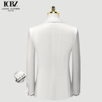 China Custom Men's Wedding Suit Groom Tuxedo with Logo Printing in Wool Blend Fabric Sizes S-3XL for sale