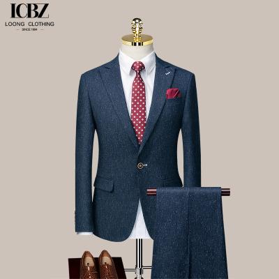 China Custom Men Slim Fit Business Suit Three Piece Tuxedo Wool Blend Fabric Sizes S to 3XL for sale