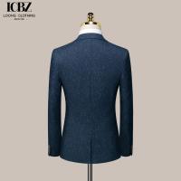 China Custom Men Slim Fit Business Suit Three Piece Tuxedo Wool Blend Fabric Sizes S to 3XL for sale